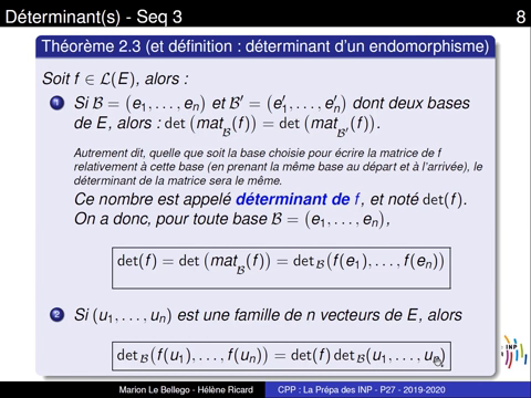 POD - Determinants-Endomorphisme-Thmdef