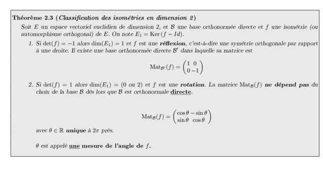 isométrie vectorielle dimension 3